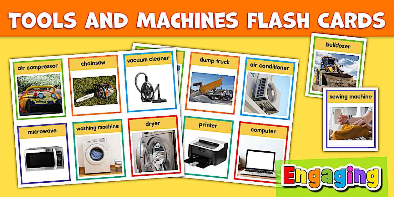 Tools and Machines Flash Cards (professor feito) - Twinkl