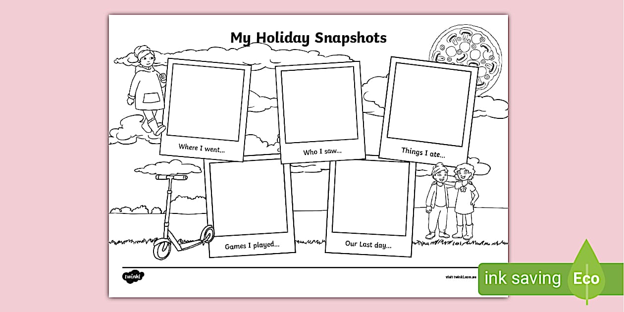 My Holiday Snapshots - Writing Frames and Templates - Non-Fiction