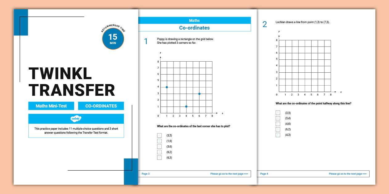Transfer Mini-Test: Co-ordinates (teacher made) - Twinkl