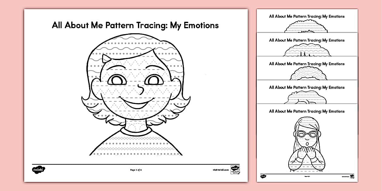 All About Me Pattern Tracing Worksheet: My Emotions - Twinkl
