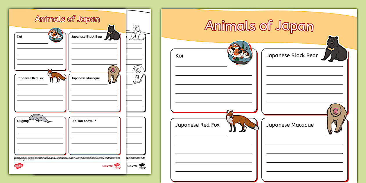 Animals of Japan Fact File Template (professor feito)