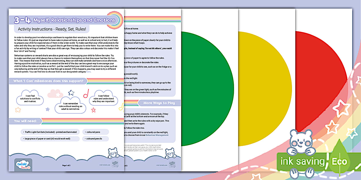 3-4 years Myself Relationships Emotions Ready, Set, Rules