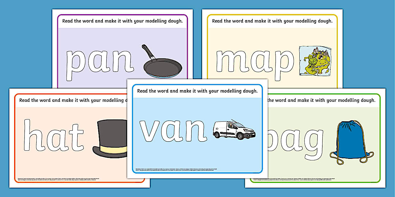 CVC Word Modelling Dough Mats (a) | Twinkl (teacher made)