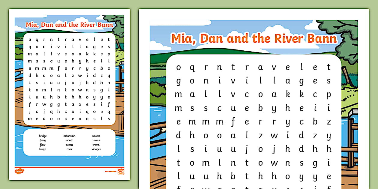 Mia, Dan and the River Bann Word Search (teacher made)