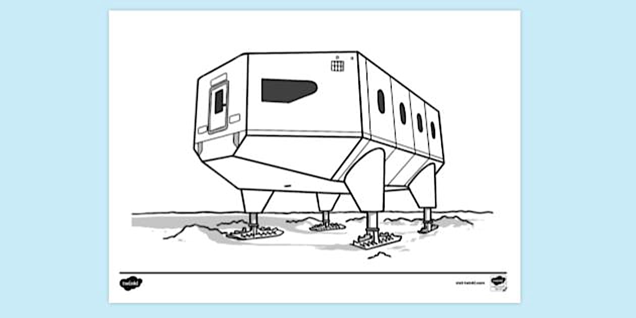 Antarctic Research Base Colouring Sheet