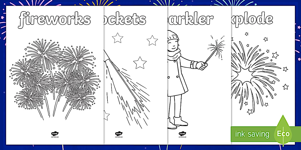 Extra Large Fireworks/Bonfire Night Colouring Pages - Twinkl