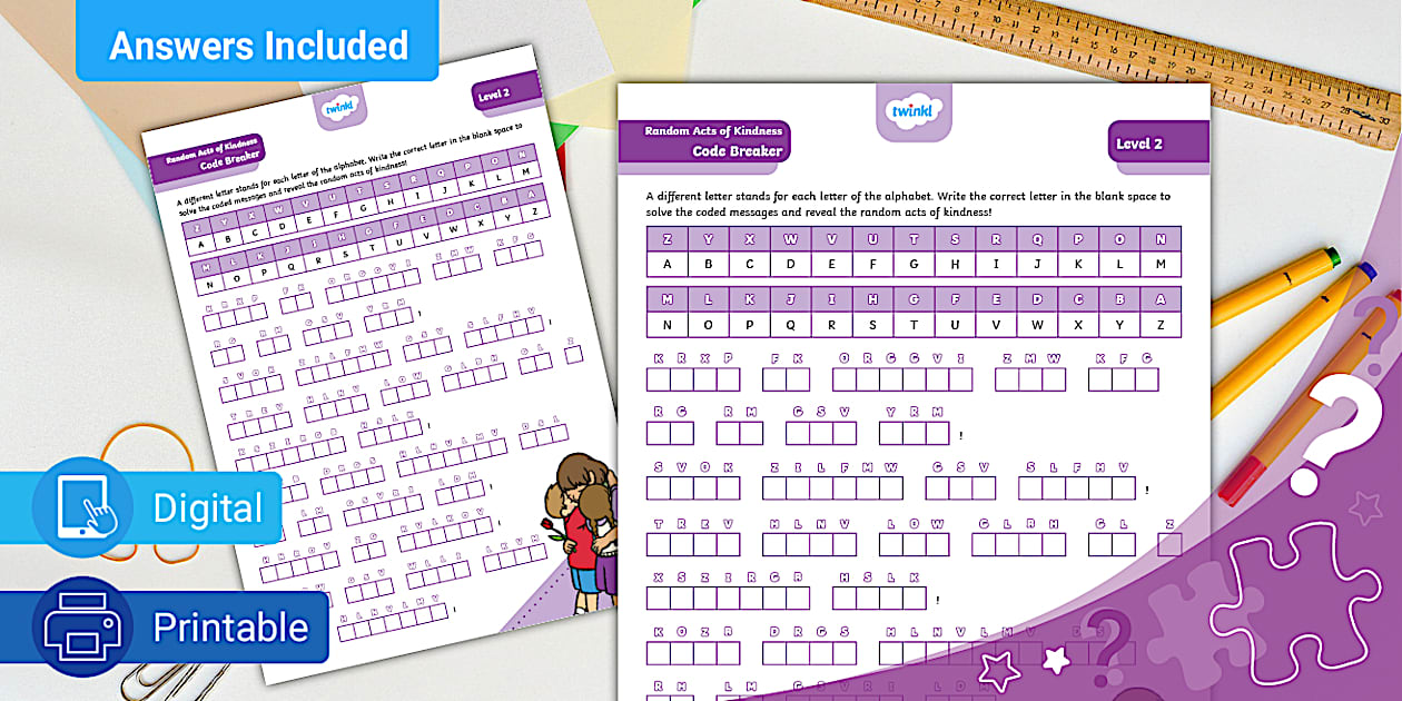 Random Acts of Kindness Code Breaker - Level 2 - Puzzles