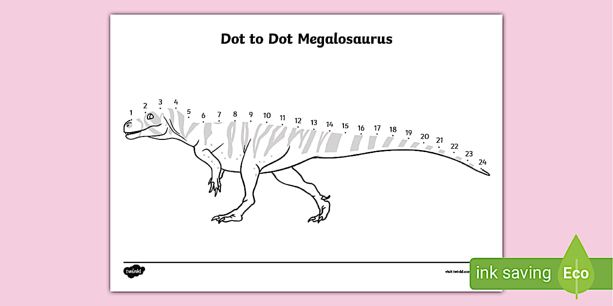 Dot to Dot Megalosaurus - Primary Resources (teacher made)