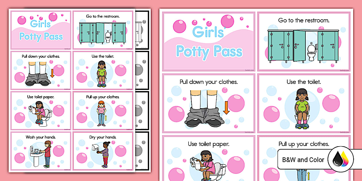 Girls' Potty Pass Lanyard Cards (teacher made) - Twinkl