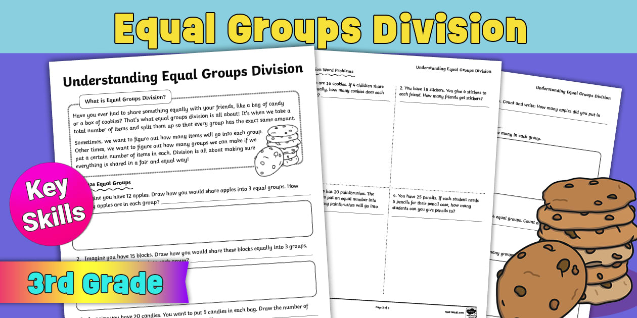 Third Grade Understanding Equal Groups Division - Twinkl