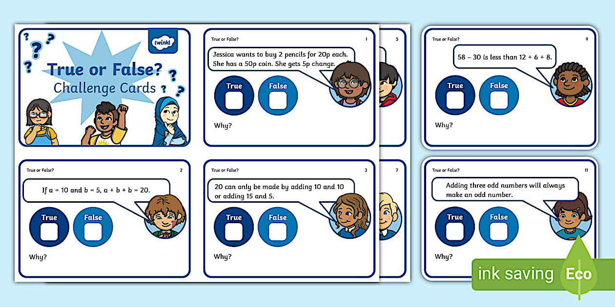 True or False? Challenge Cards - Twinkl