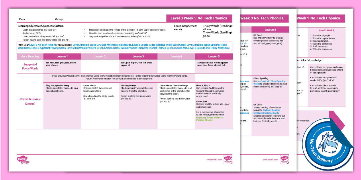 ear, air No-Tech Lesson Plan - Level 3 Week 9