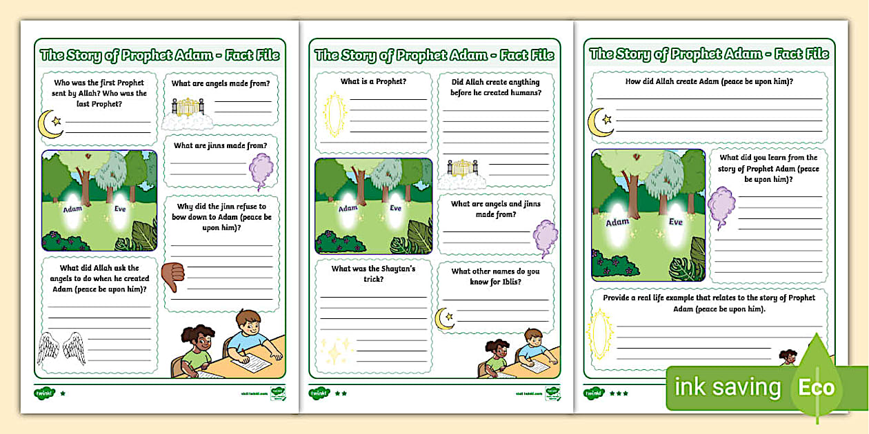 The Story of Prophet Adam Differentiated Fact File - Twinkl