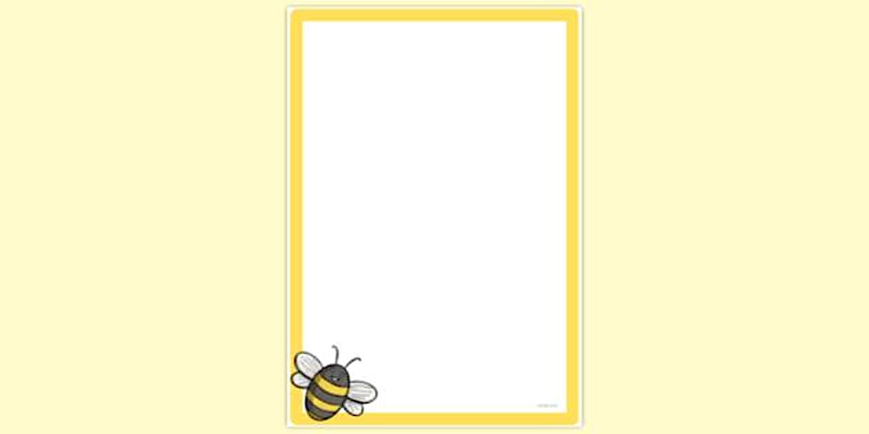 Simple Blank Honey Bee Page Border | Page Borders | Twinkl