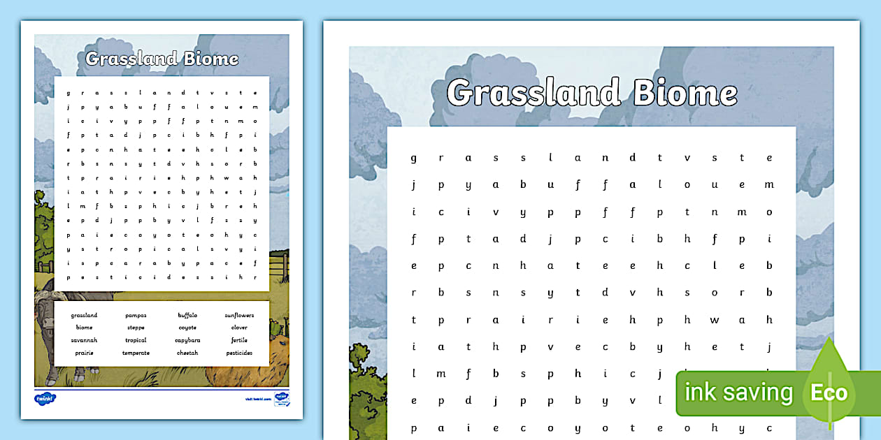 Grassland Biome Word Search - KS2 - Geography (teacher made)
