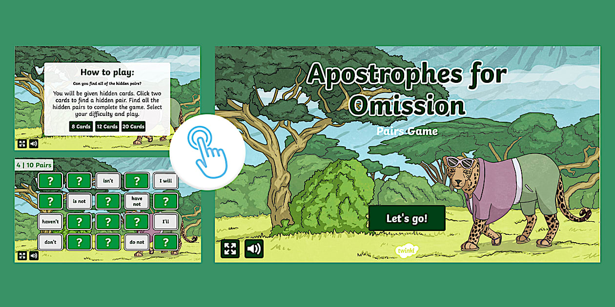 Apostrophes for Omission KS2 English Pairs Game - Twinkl