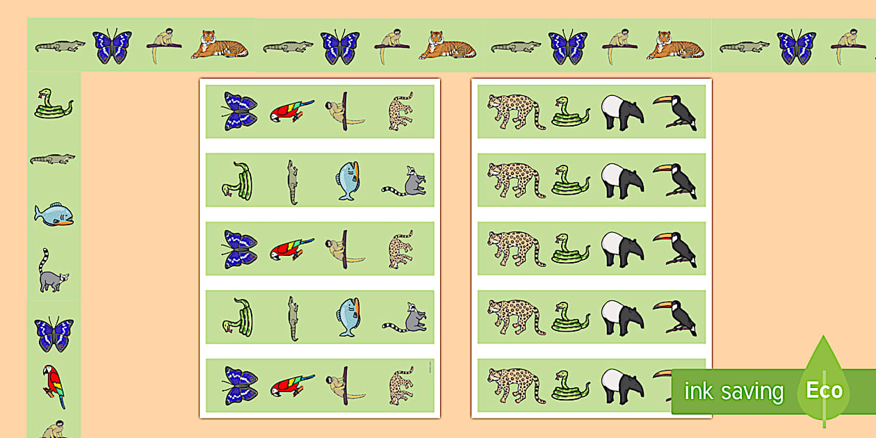 Jungle Bulletin Board Borders (teacher made) - Twinkl