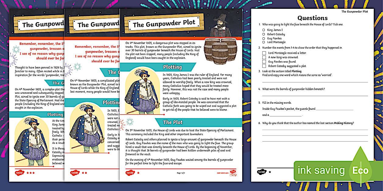 UKS2 The Gunpowder Plot Differentiated Reading Comprehension