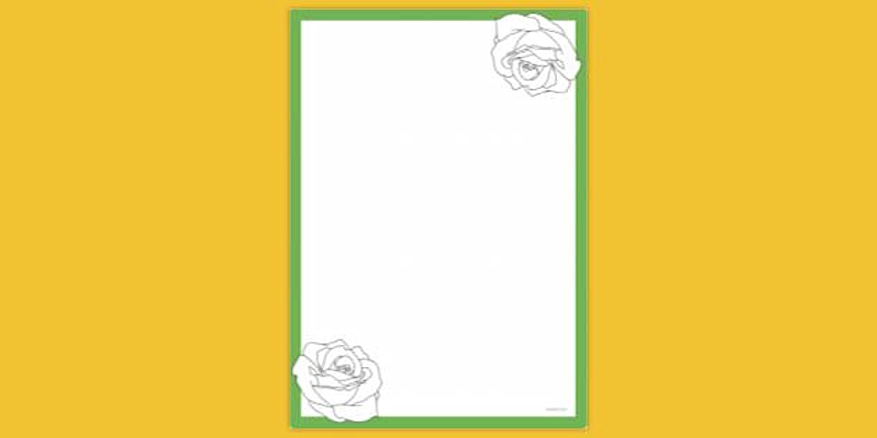 Simple Blank Printable Rose Page Border | Page Borders