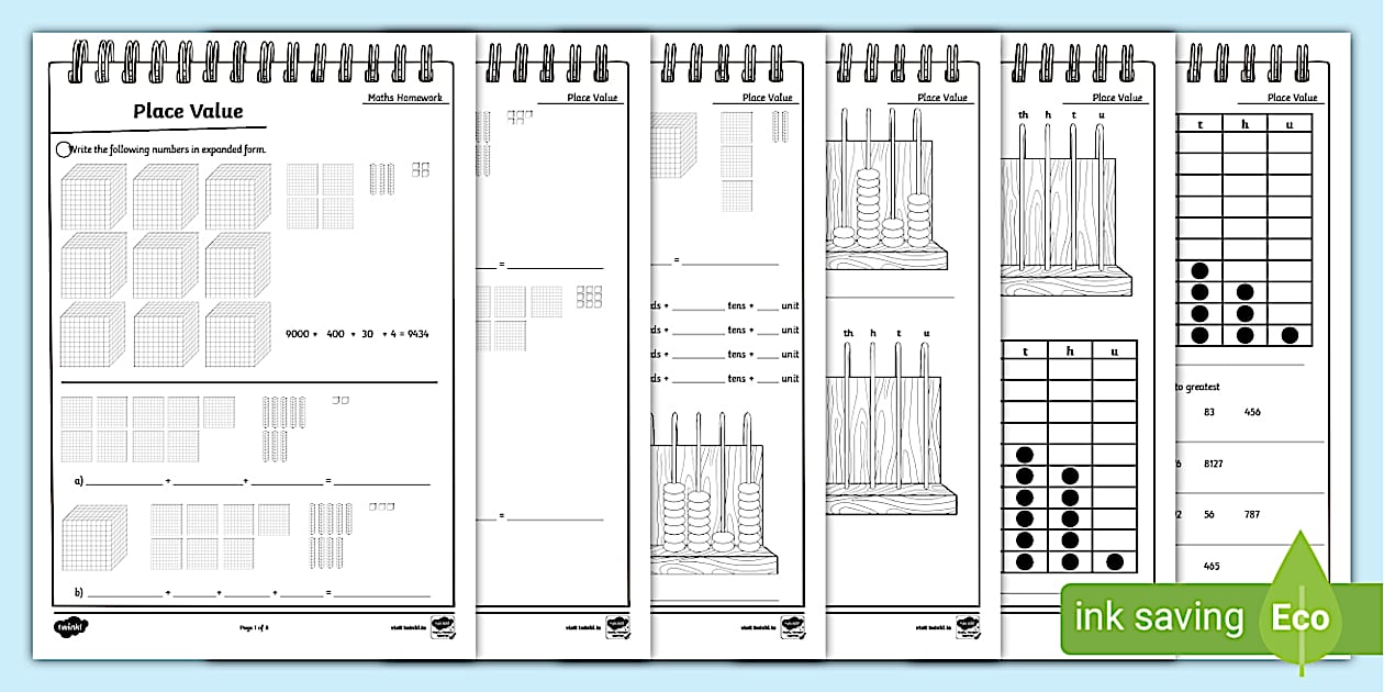 Maths Homework Place Value 3rd/4th Class - Twinkl
