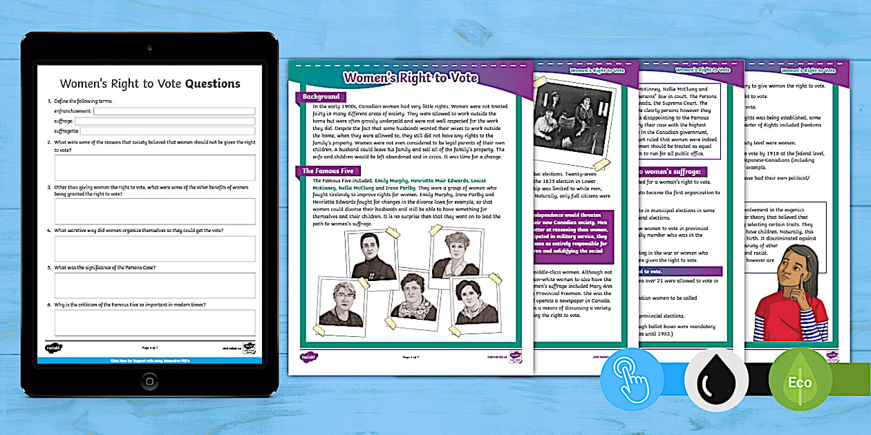 Women's Right to Vote Reading Comprehension - Twinkl
