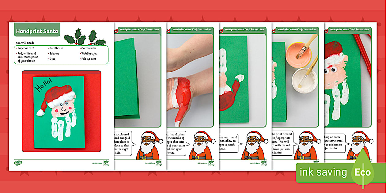 Handprint Santa Craft Activity Instructions - Parents - EYLF