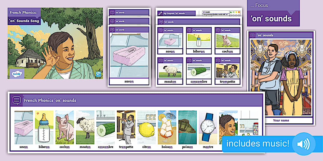 👉 French Phonics: Resource and Display Pack: 'on' Sounds