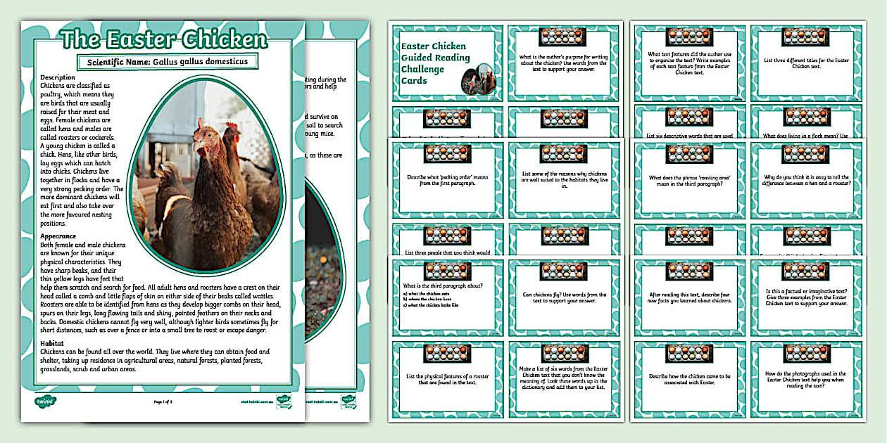 Easter Chicken Guided Reading Challenge Cards (Teacher-Made)