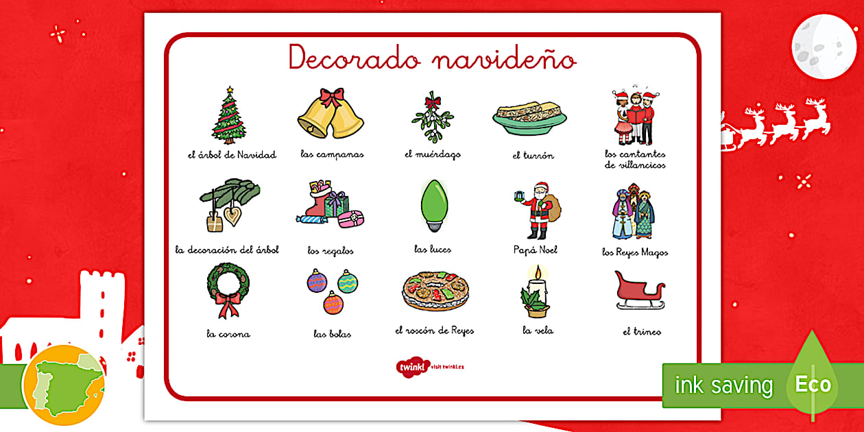 Tapiz de vocabulario: Decorado navideño - Twinkl
