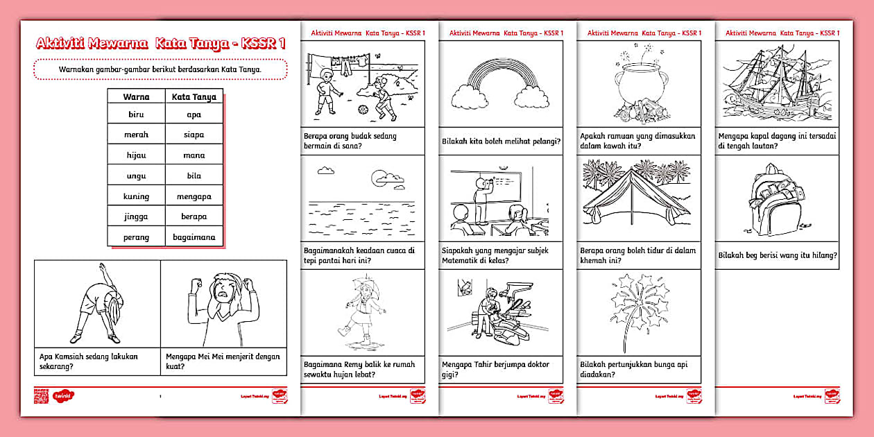 Aktiviti Mewarna Kata Tanya - KSSR 1 (Lehrer gemacht)