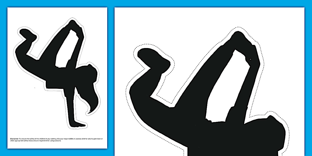 Hip Hop Dancer Silhouette Cut-Out (teacher made) - Twinkl