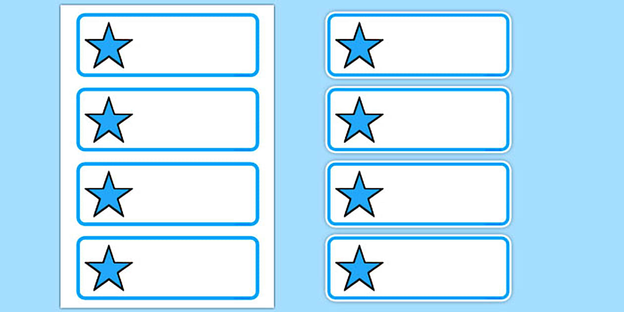👉 Editable Blue Stars Drawer, Peg, Name Labels - Twinkl