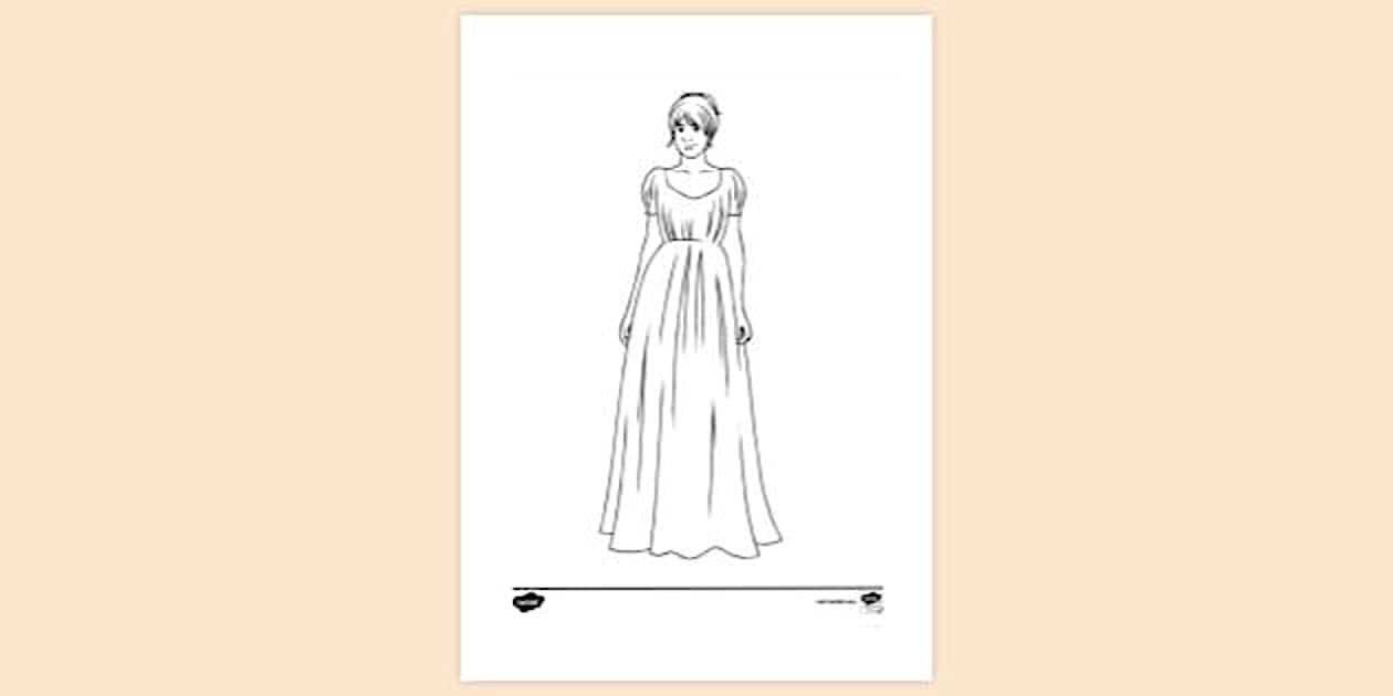 Elizabeth Bennet Colouring Sheet (teacher made) - Twinkl