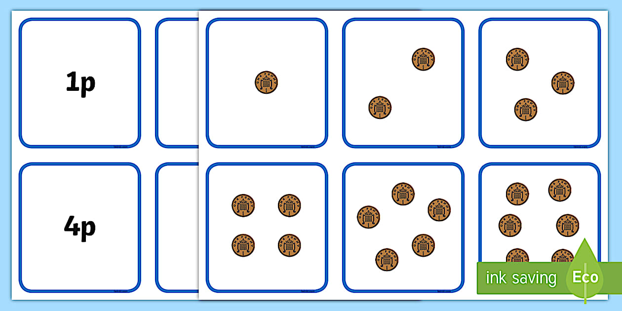 Money Matching Cards (1p Coins) - KS1 Maths Resource - Twinkl