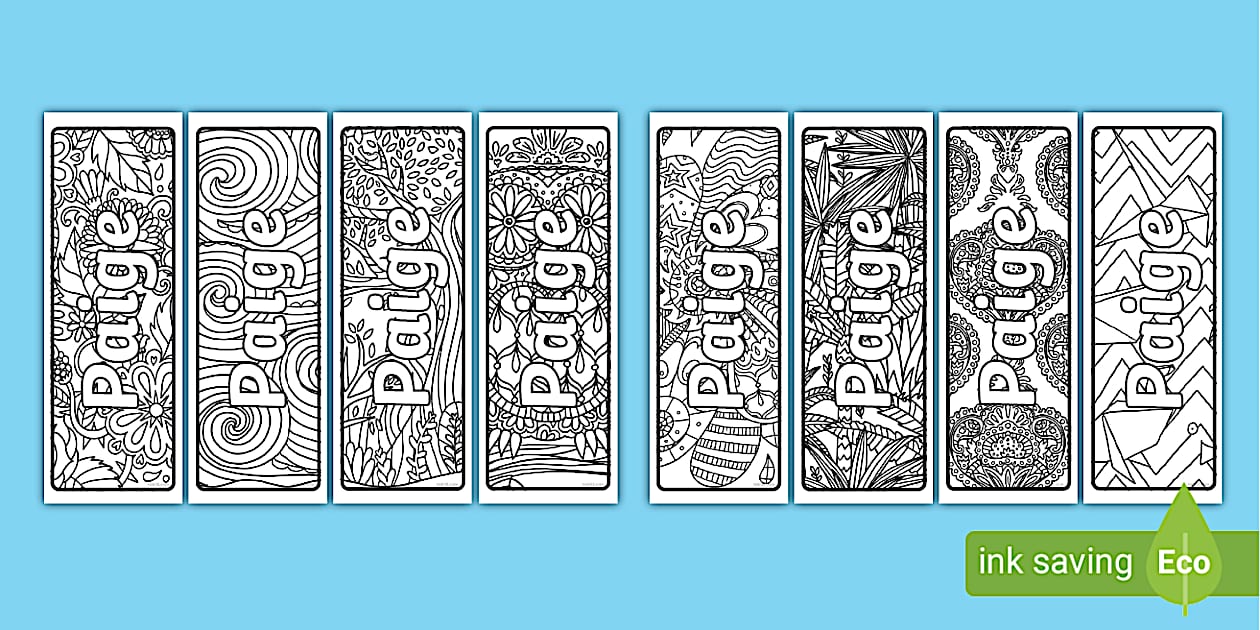 Paige Mindfulness Name Colouring Bookmarks - Twinkl