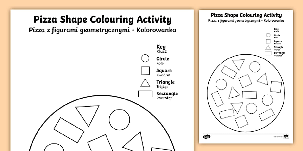 Shape Pizza Colouring Activity English/Polish - Shape Pizza Colouring ...
