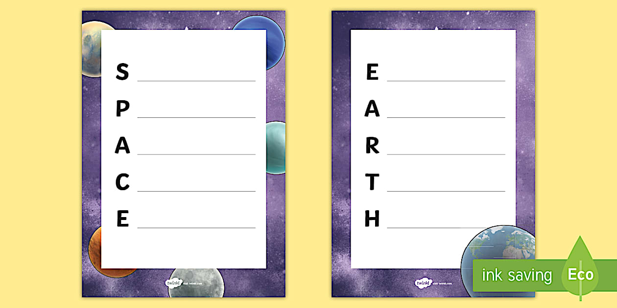 Earth and Space Acrostic Poem Template - Twinkl Resources