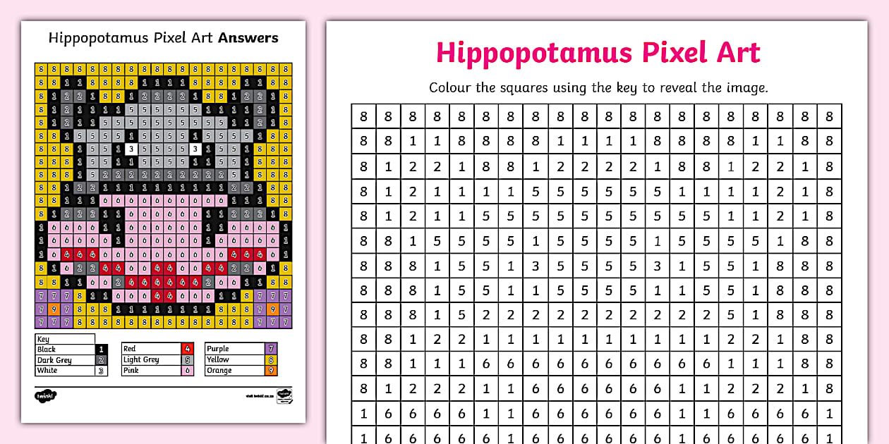 Hippopotamus Pixel Art Template