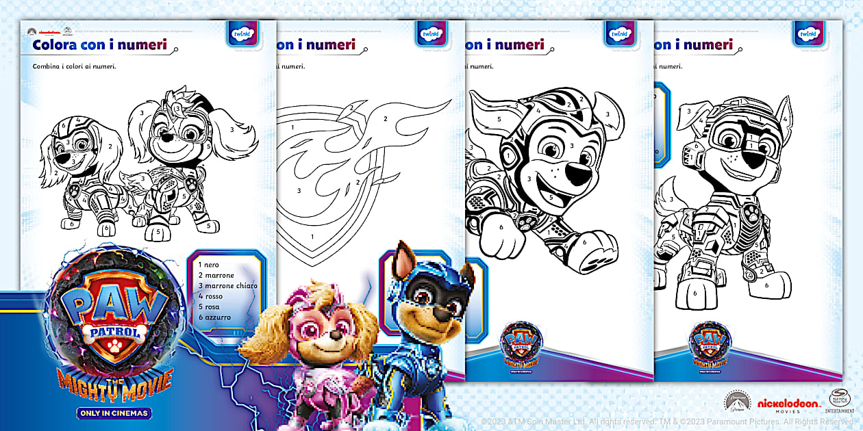 PAW Patrol: Il Super Film - Colora con i Numeri - Twinkl