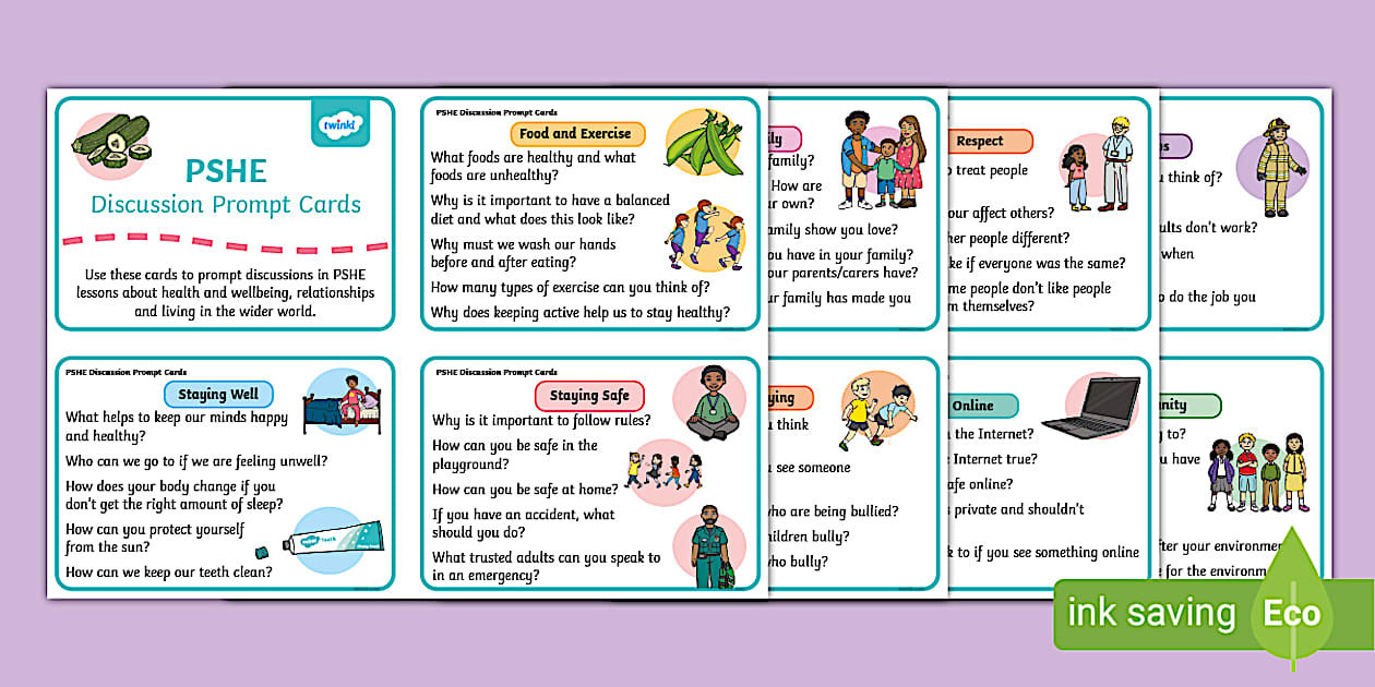 PSHE Discussion Points Prompt Cards (teacher made) - Twinkl