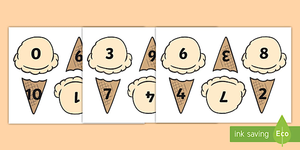 Black and White Ice Cream Number Bonds of 10 Activity