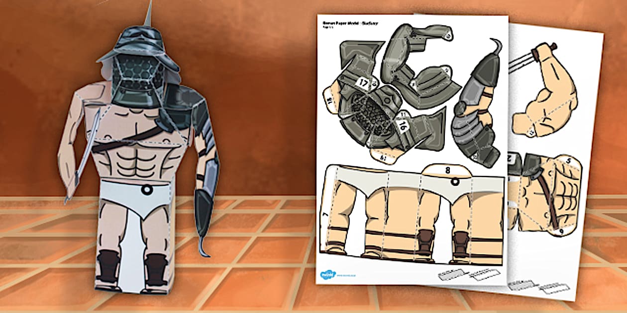 Ancient Rome Paper Model Gladiator (teacher made) - Twinkl