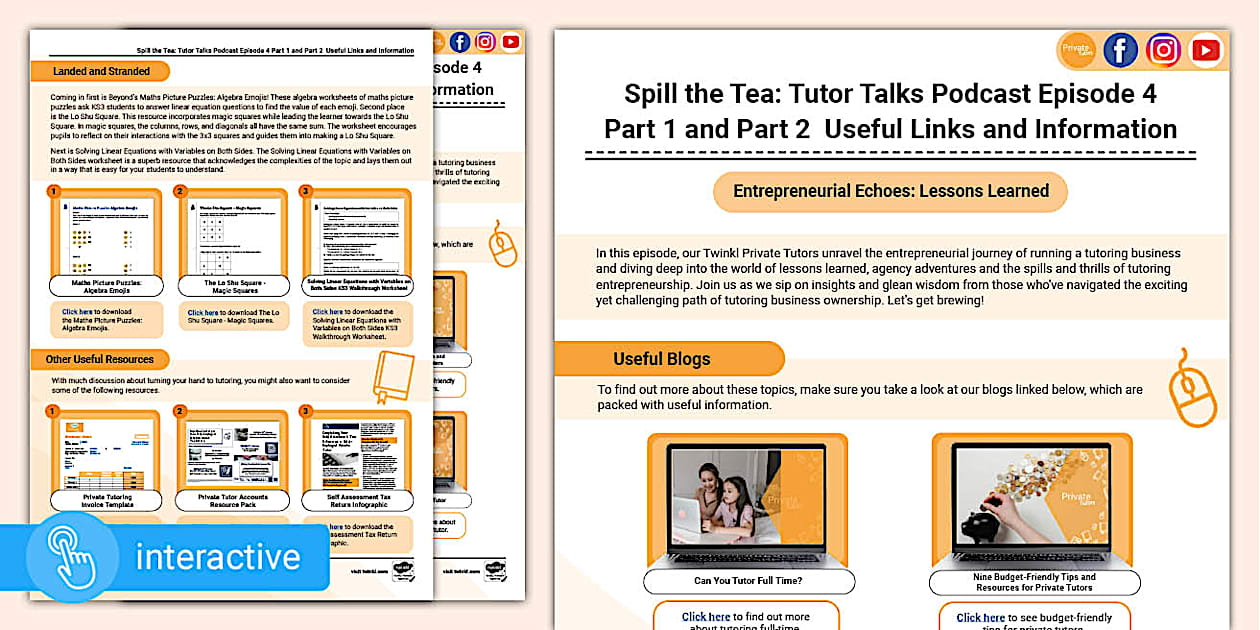 Spill the Tea: Tutor Talks Podcast Episode 4 (teacher made)