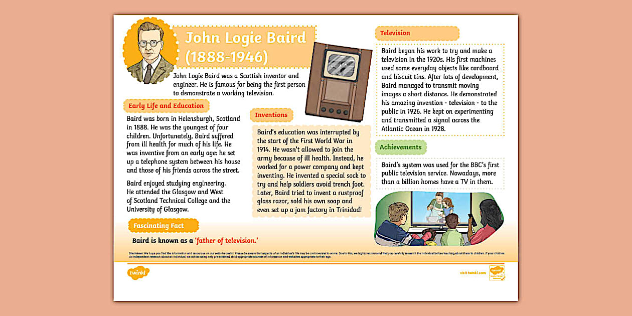 John Logie Baird Fact File - KS2 (teacher made) - Twinkl