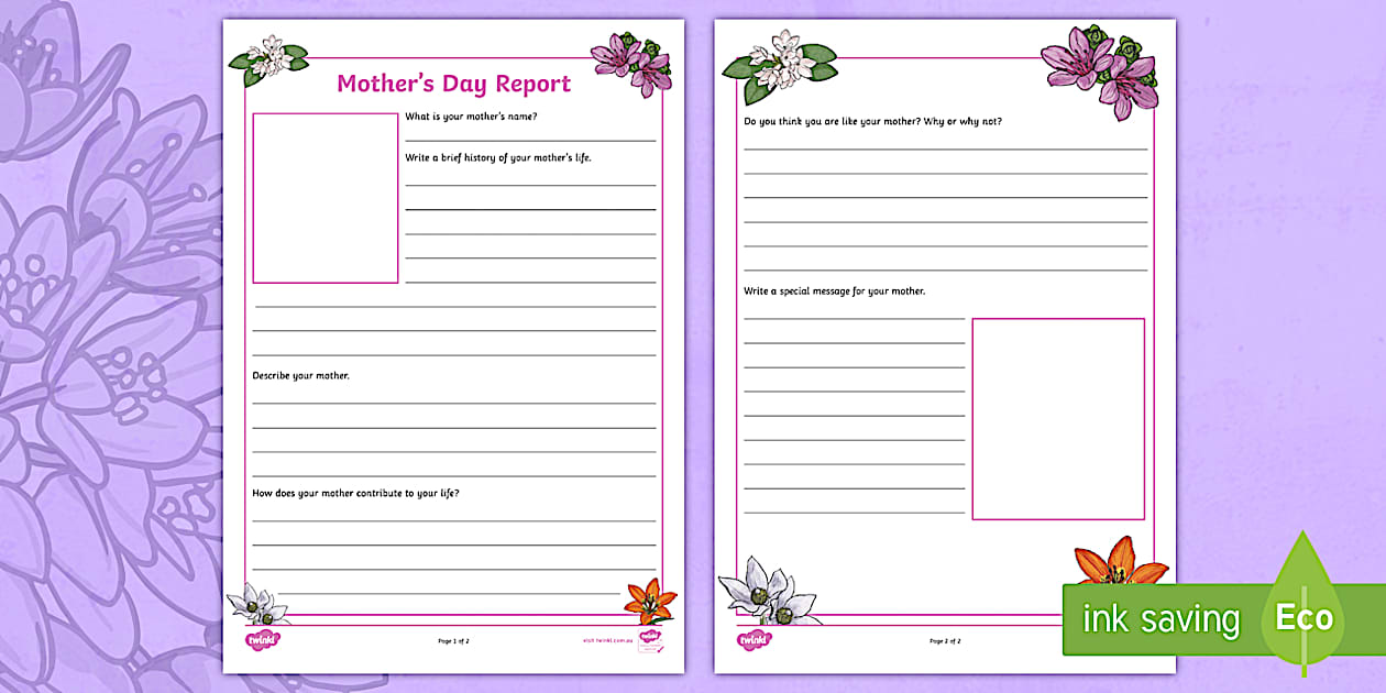 Mother's Day Report (ティーチャーメイド) - Twinkl