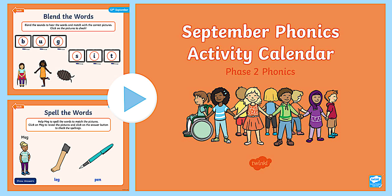 Phase 2 September Phonics Activity Calendar PowerPoint
