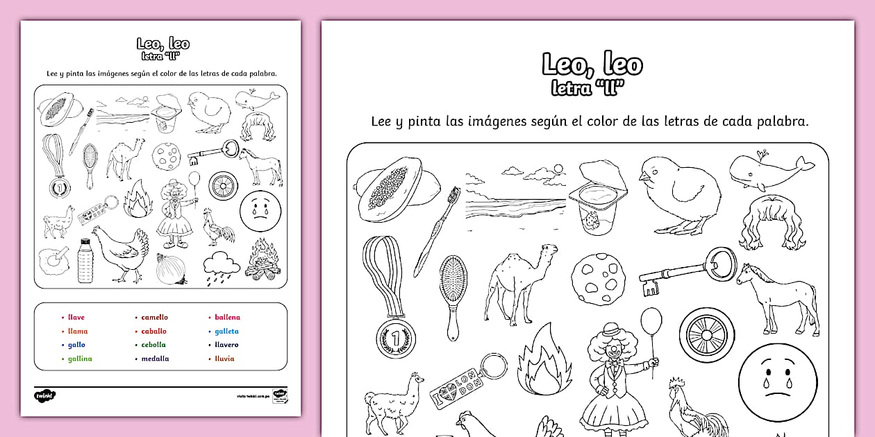 Ficha de actividad: Leo, leo con la letra "ll"