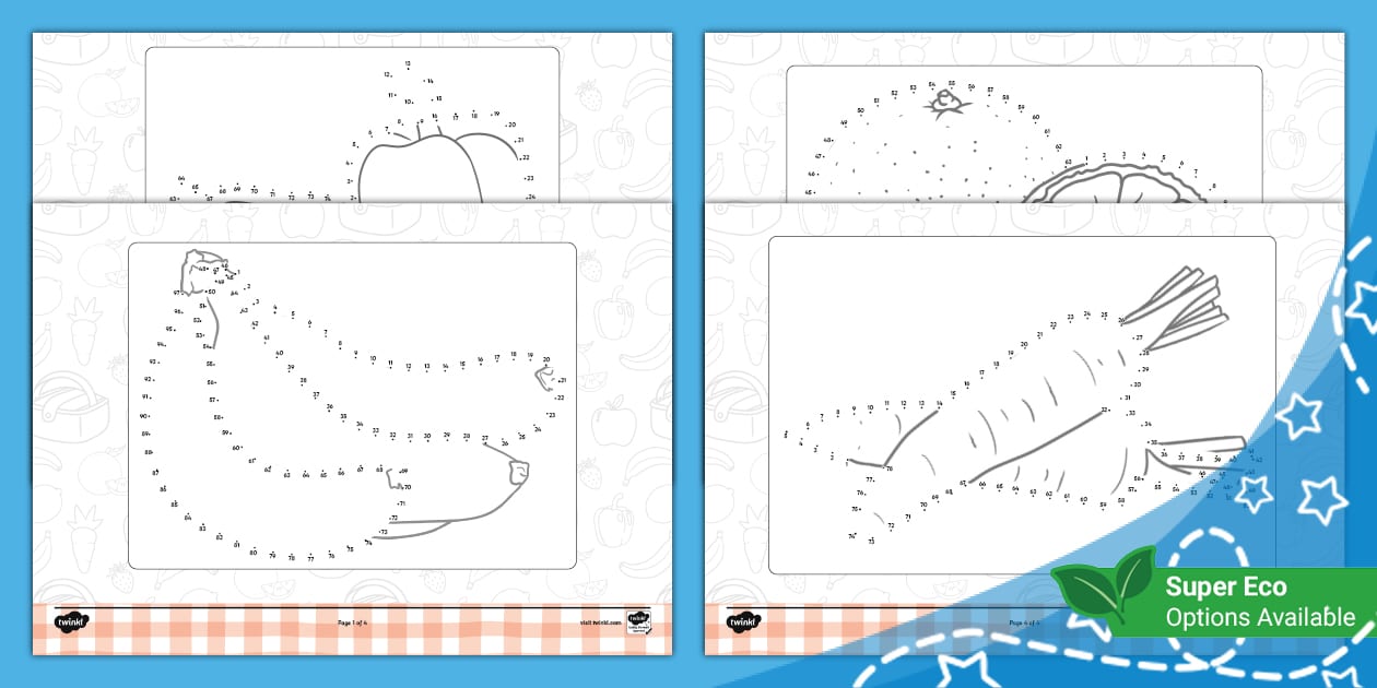 Dot to Dot up to 100 Activity Sheets | Dot To Dot Food