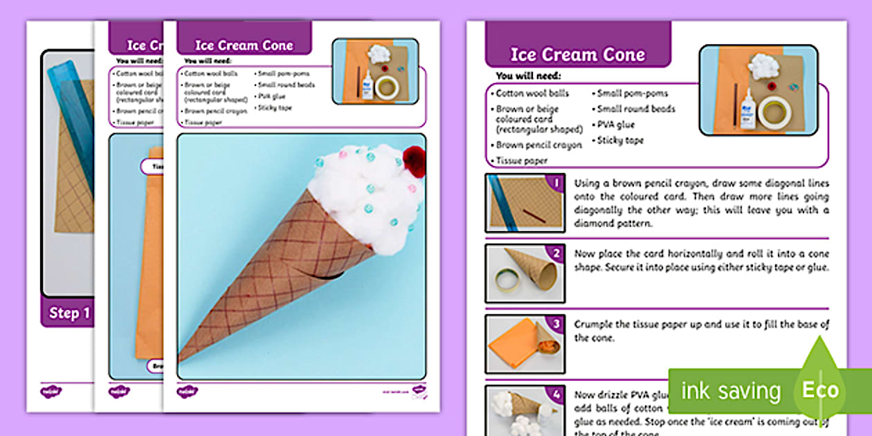 Ice Cream Craft Template | Cone Craft Template Instructions
