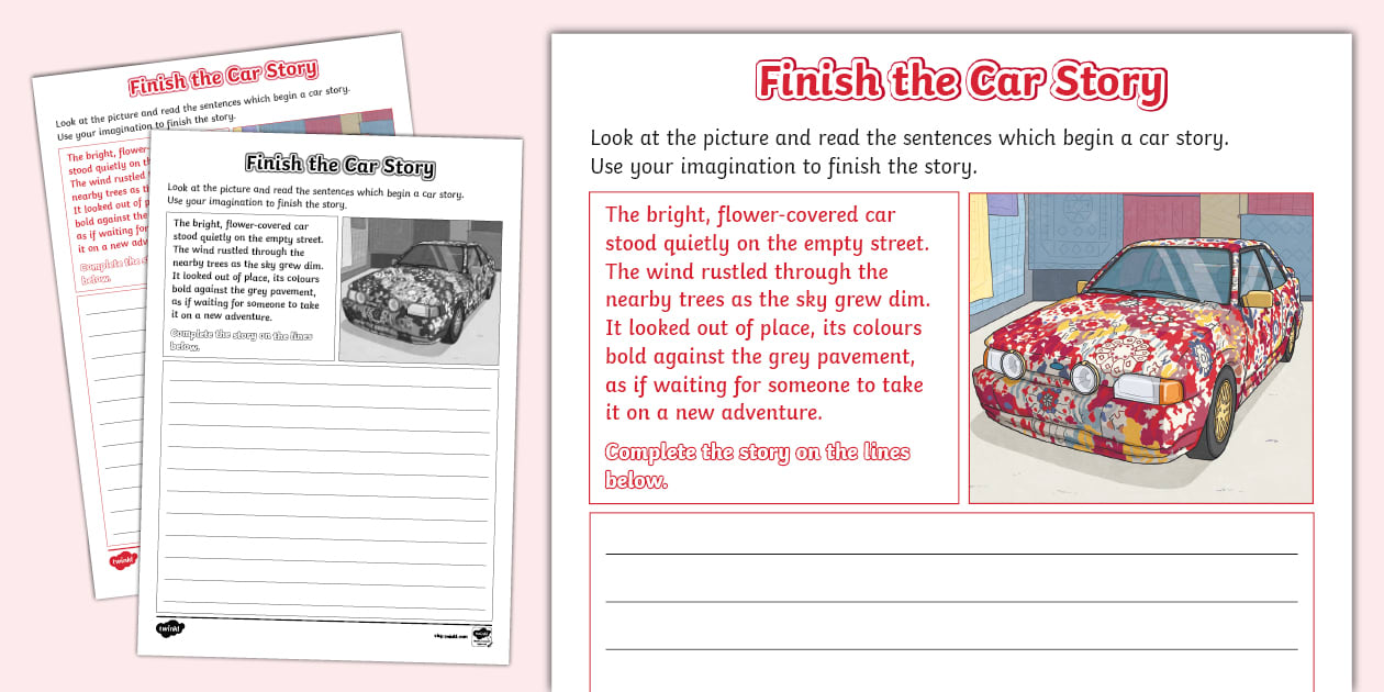 Finish the Car Story Writing Template (Teacher-Made)